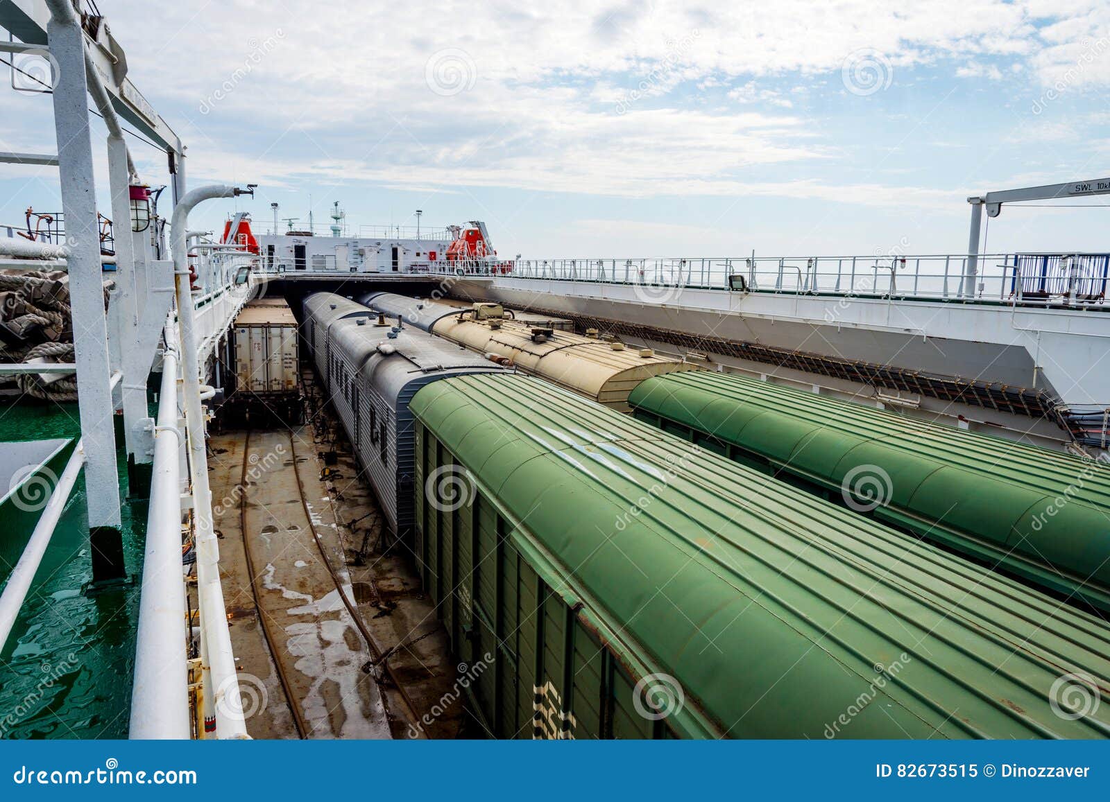Train on the cargo vessel stock image. Image of nautical - 82673515
