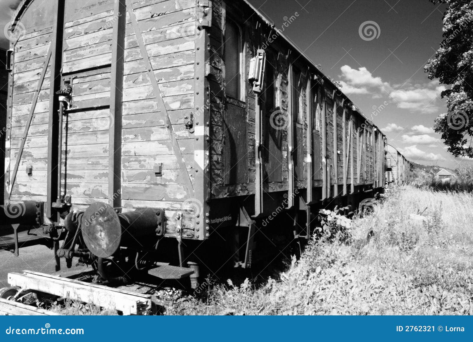 Old Train Carriage On Rails, Red Wooden Train Carriage. Old Style Hook ...