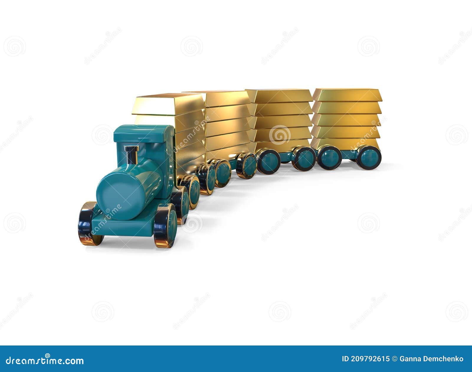 A Train Carrying Gold Bars. 3D Illustration Stock Illustration ...