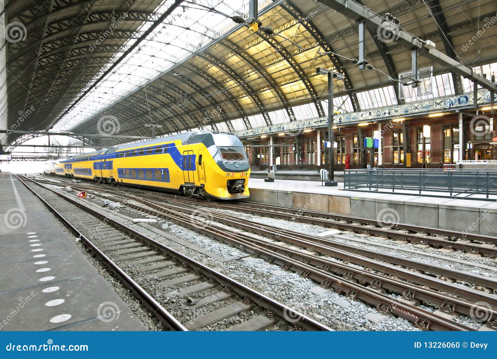 Train in Central Station in Amsterdam Netherlands Stock Photo - Image ...