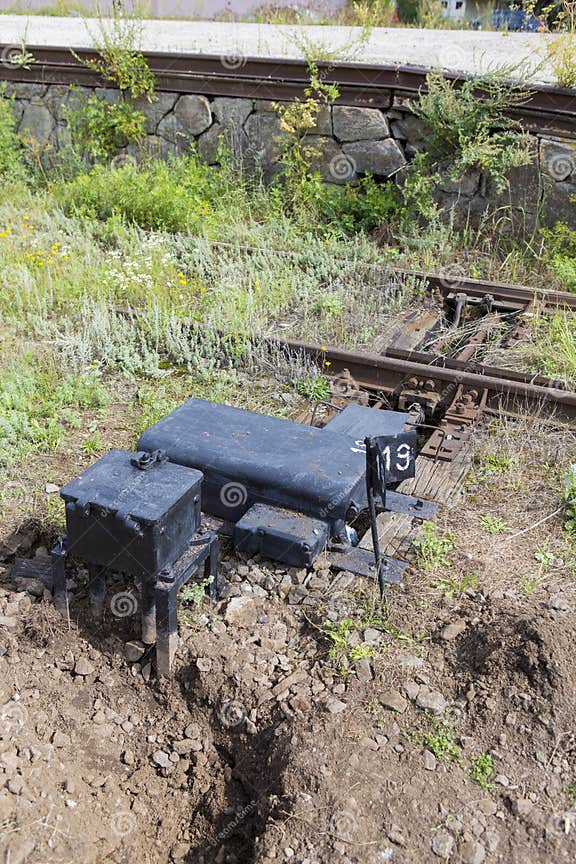Train Changing Line System on a Railroad Stock Image - Image of ...