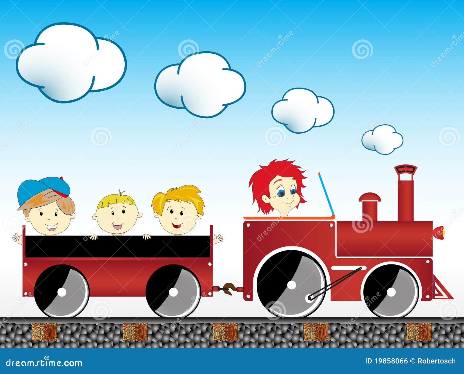 Train with children stock vector. Illustration of happiness - 19858066