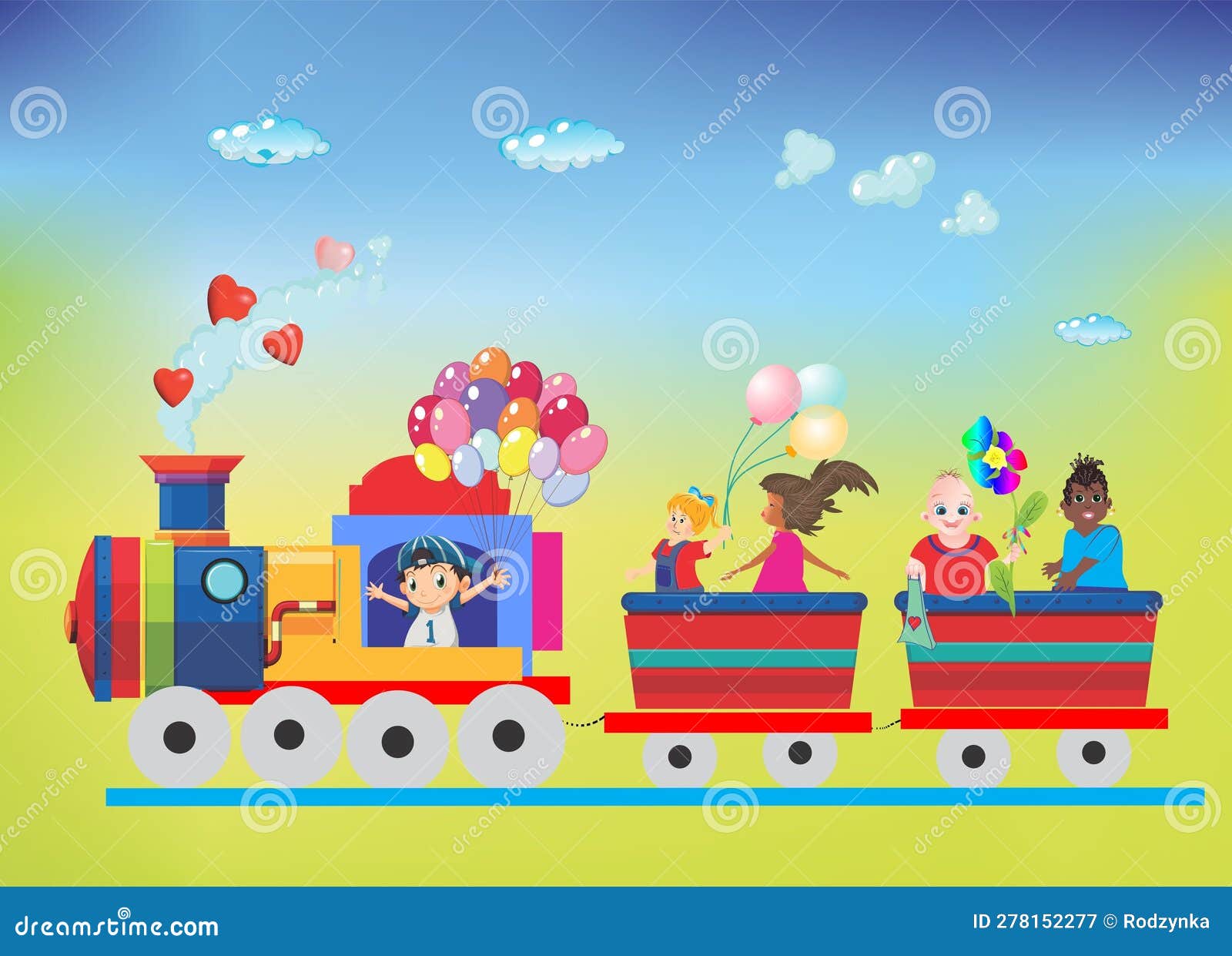 Train with children stock illustration. Illustration of locomotive ...