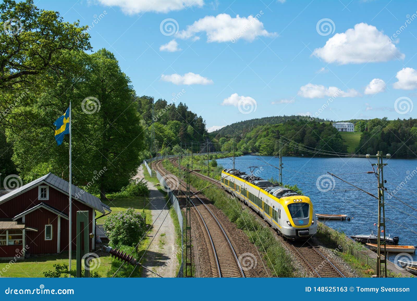 Train in a closeup, Sweden editorial stock photo. Image of flying ...