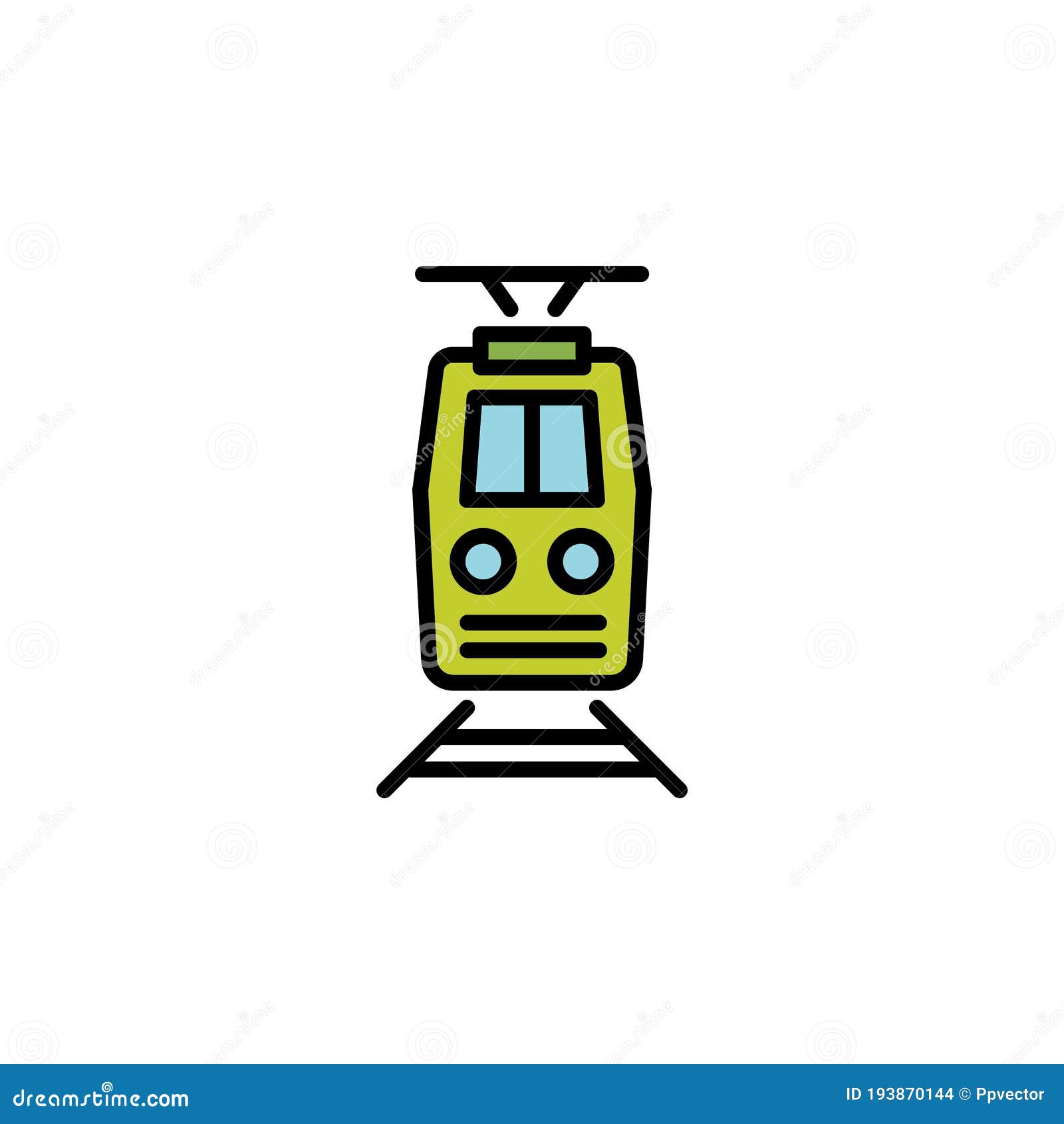 Train Color Icon Thin Line, Linear, Outline Front View. Simple Sign ...