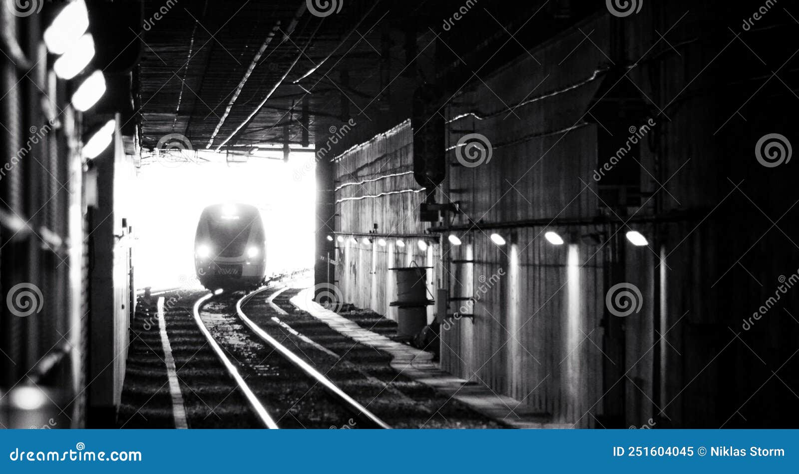 A Train Comes through the Tunnel Stock Image - Image of transport ...