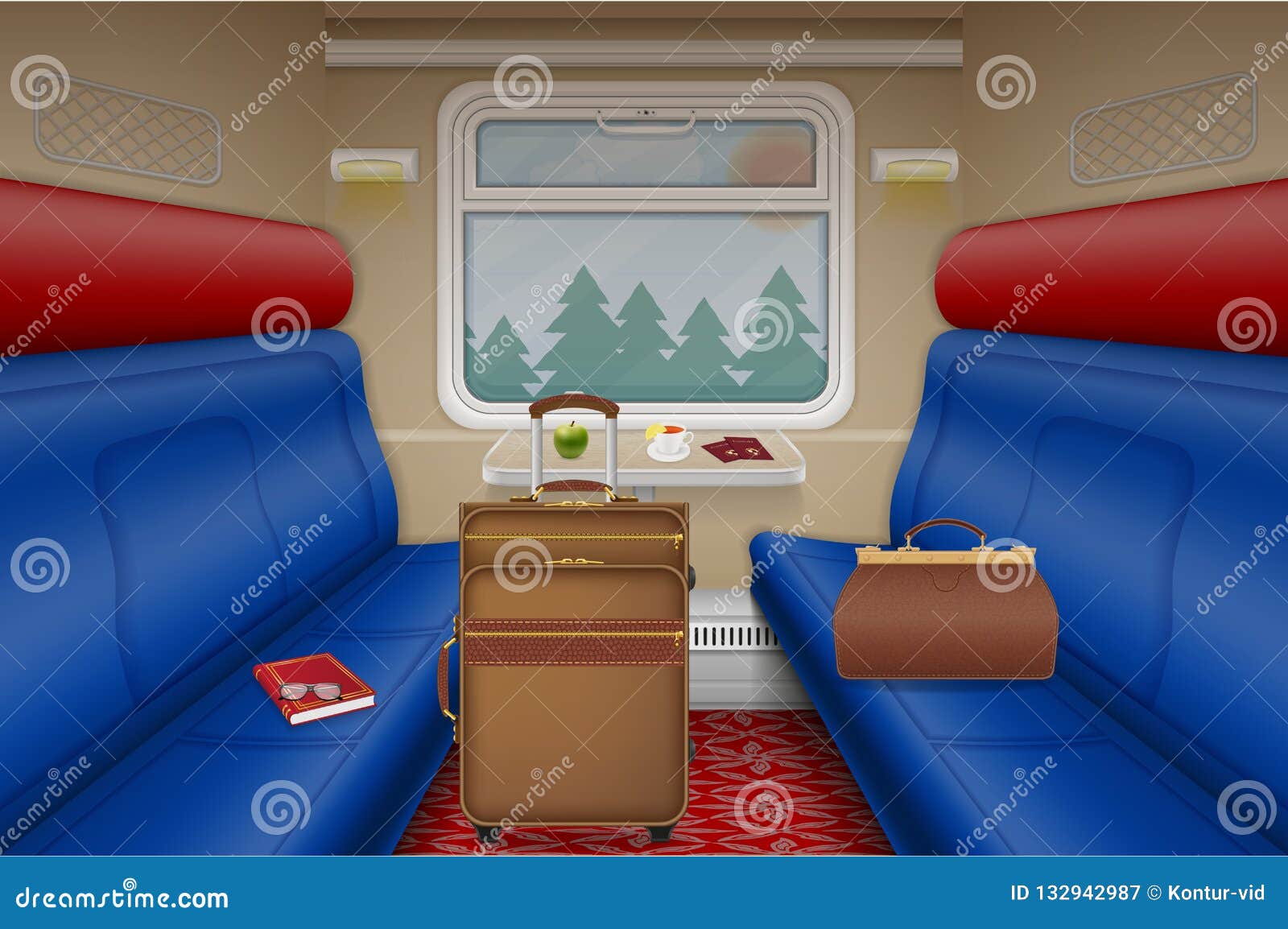 Train Compartment Inside View Vector Stock Vector - Illustration of ...
