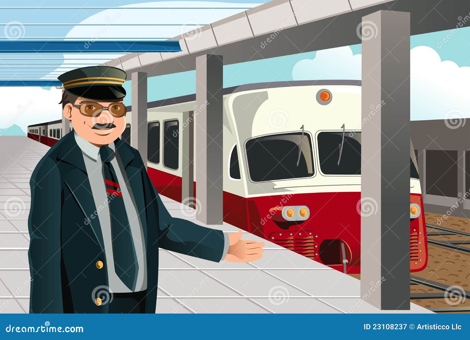 Train conductor stock vector. Illustration of standing - 23108237