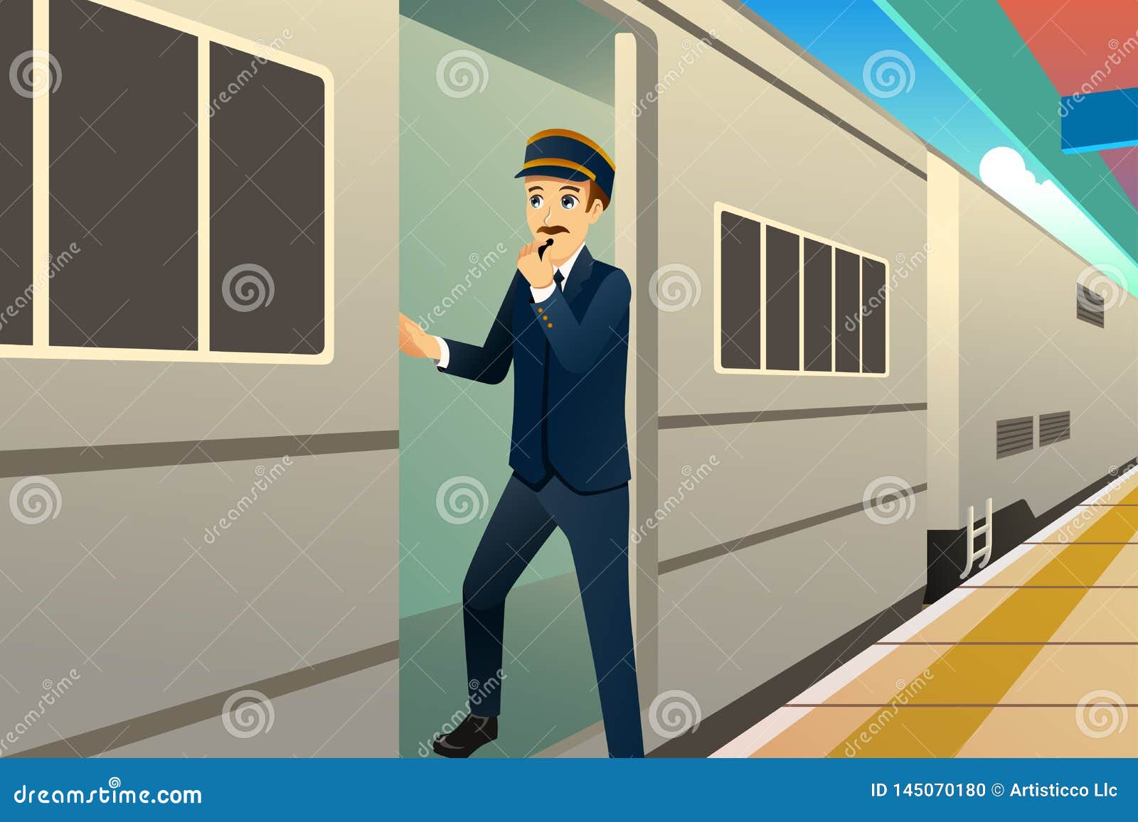 Train Conductor Illustration Stock Vector - Illustration of happy ...