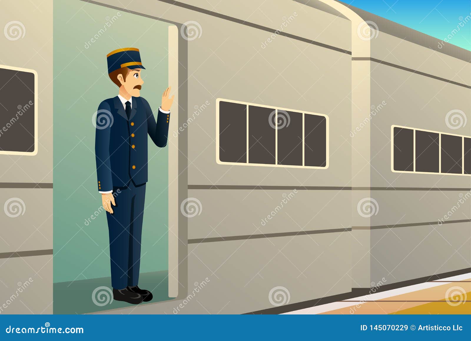 Train Conductor Illustration Stock Vector - Illustration of happy ...