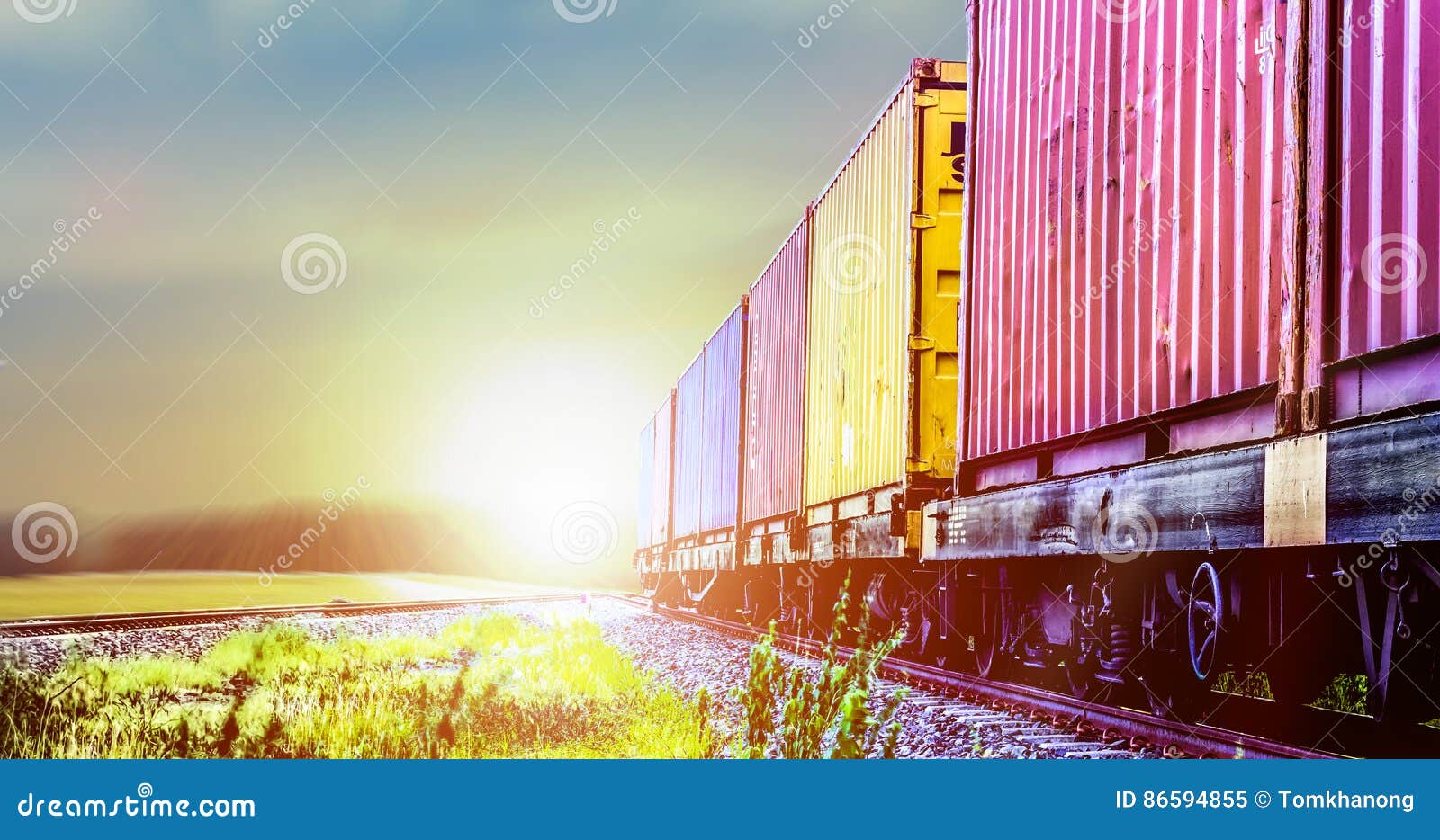 Train Container Railway Load in Ship Port for Logistic and Transport ...
