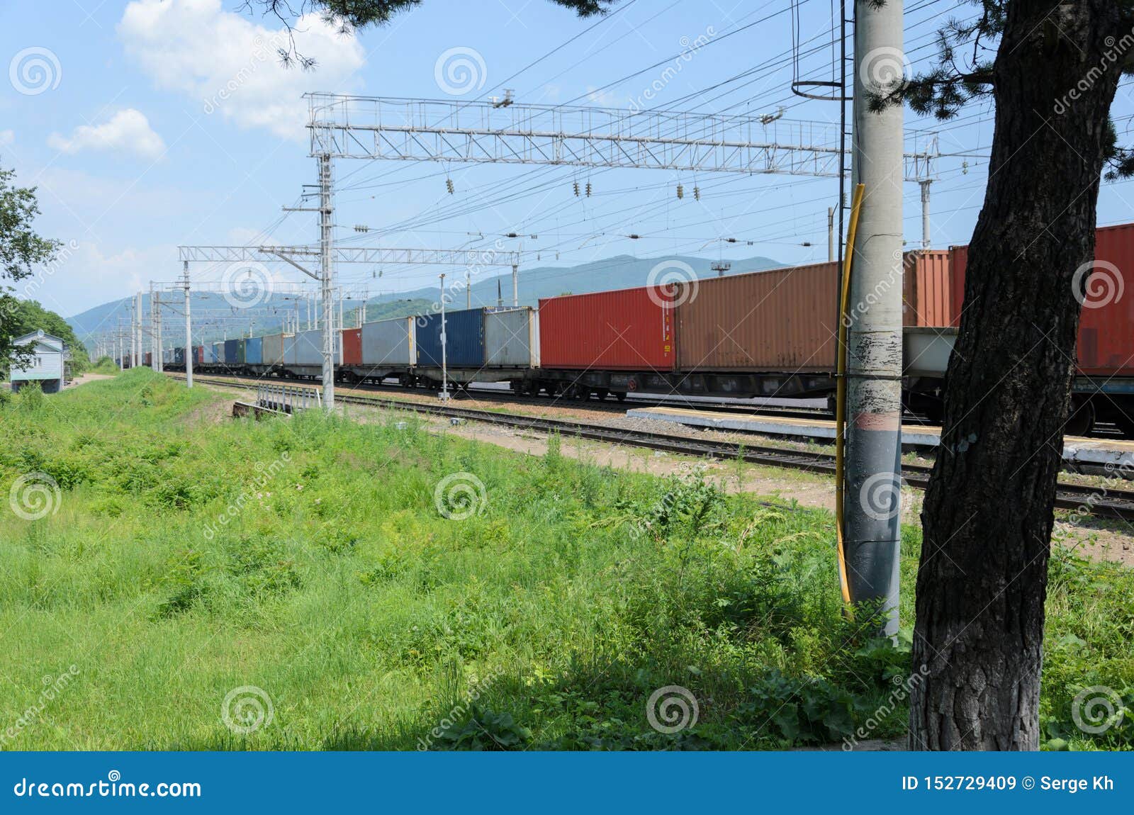 Train. Container Transportation of Goods by Rail Stock Image - Image of ...