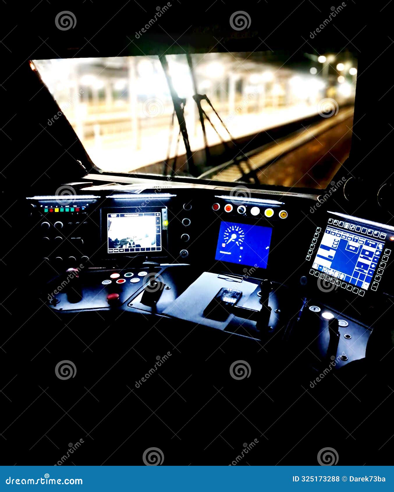 Train Control Panel with a View of the Platform Stock Photo - Image of ...