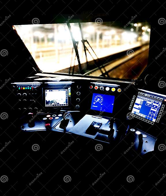 Train Control Panel with a View of the Platform Stock Photo - Image of ...