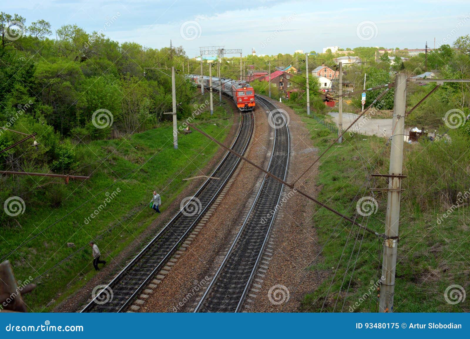 The Train is at a Corner in the Distance Editorial Image - Image of ...
