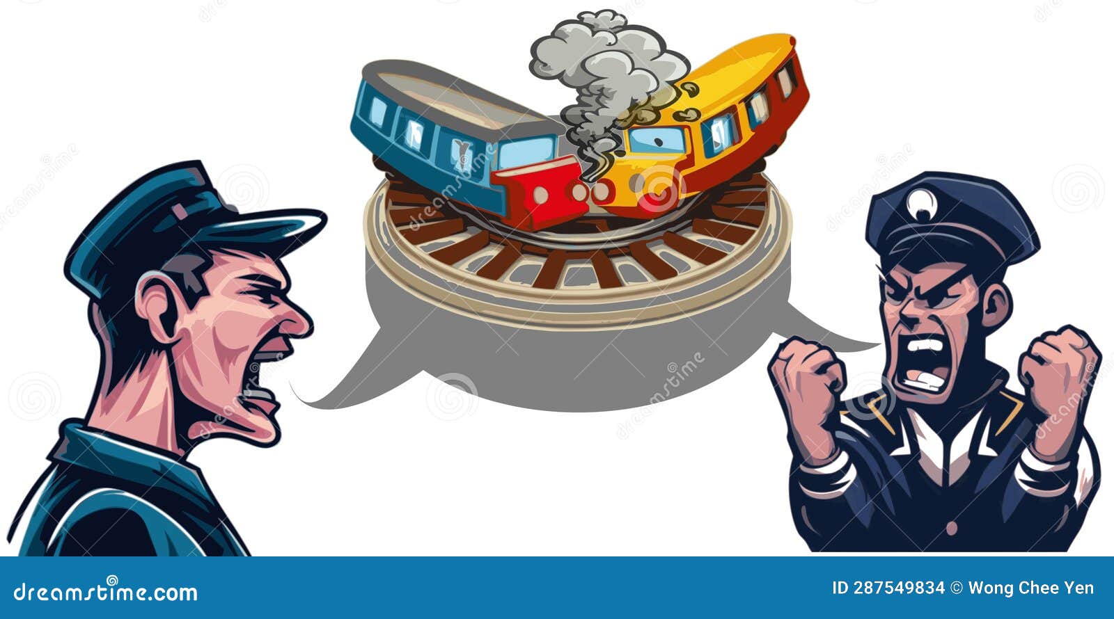 Train Crash Operators Quarrel Speech Bubble Vector Graphics ...