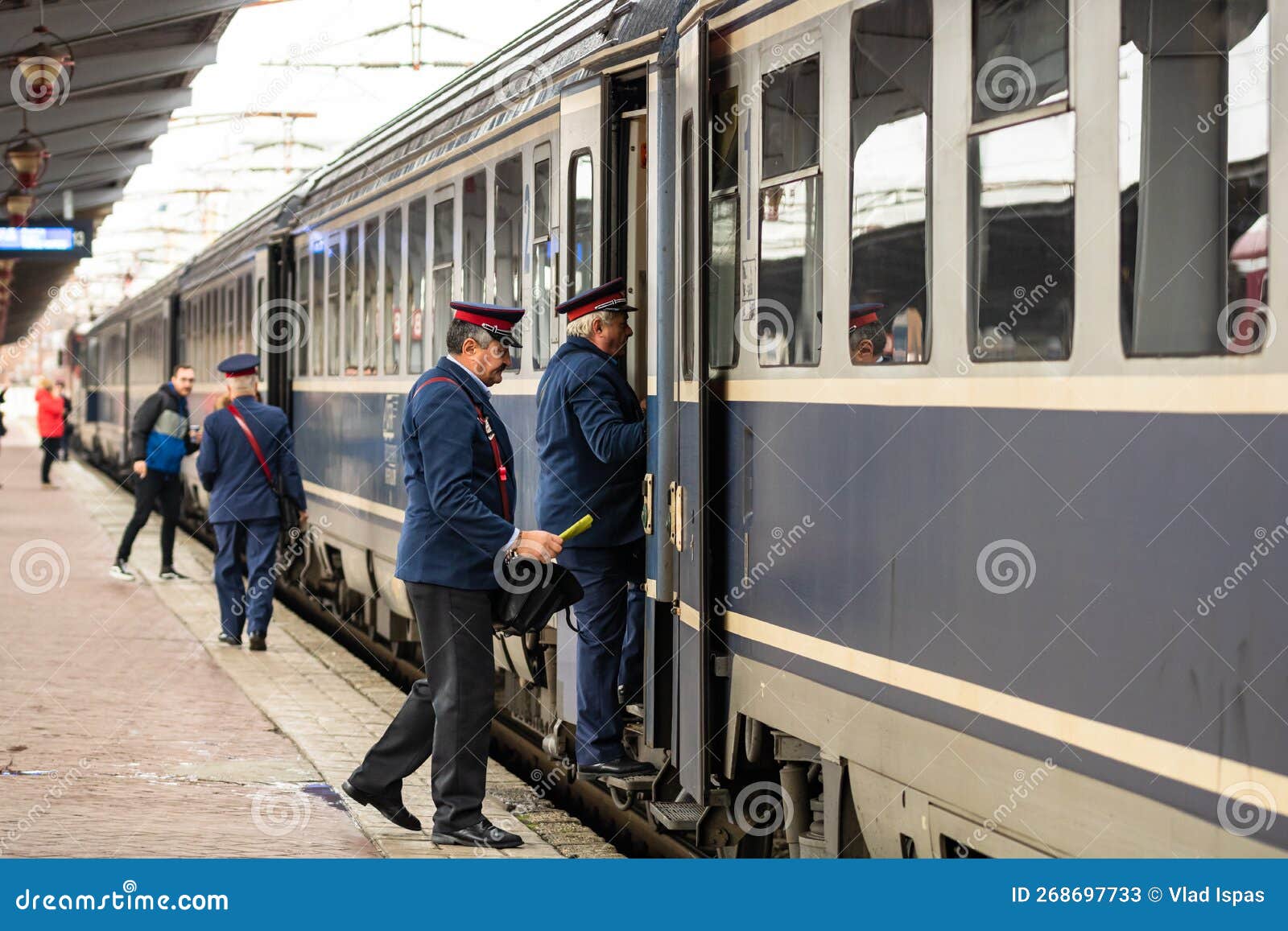 Train Crew Doing Checkings on the Platform at Bucharest North Railway ...