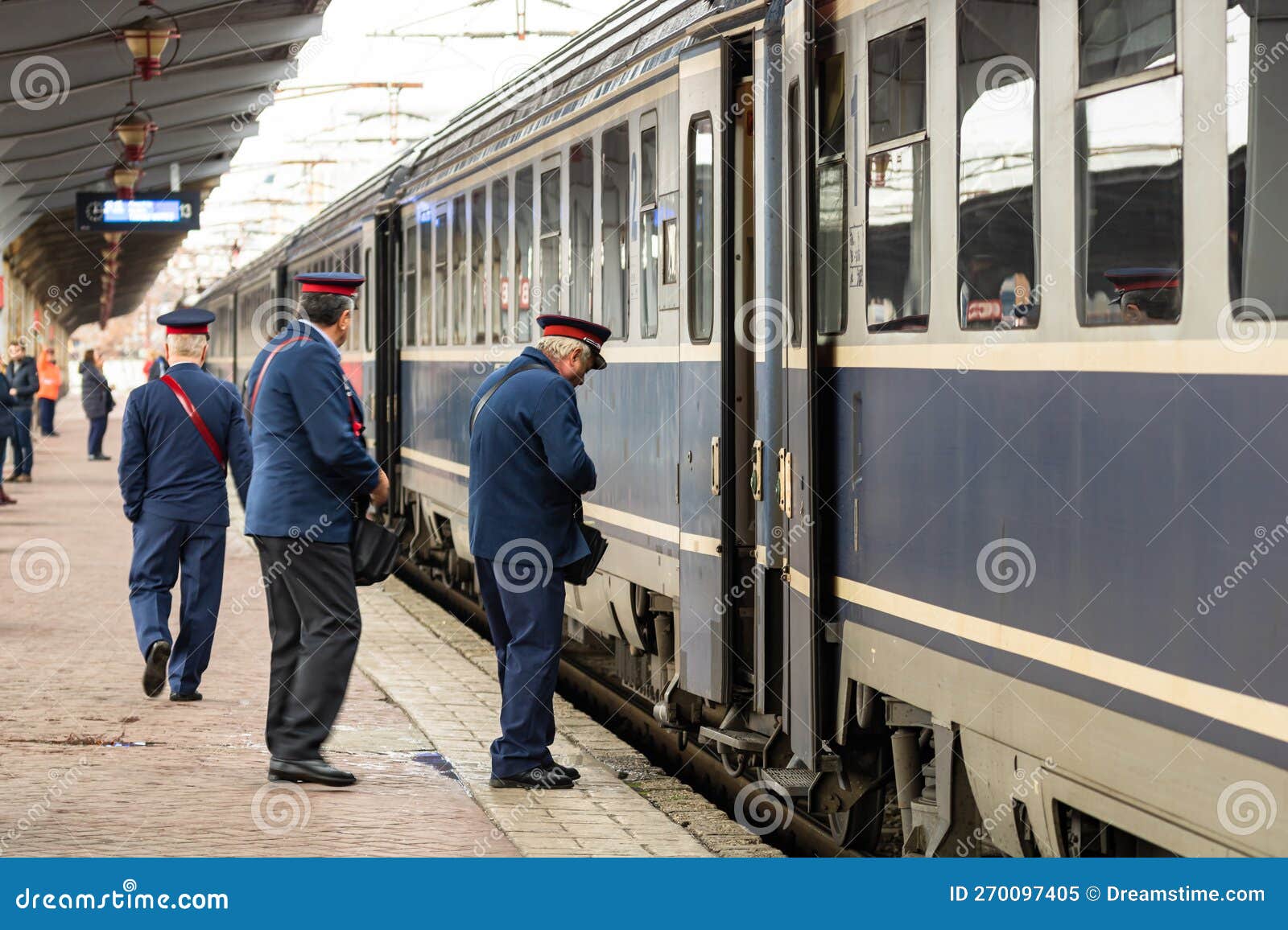 Train Crew Doing Checkings on the Platform at Bucharest North Railway ...