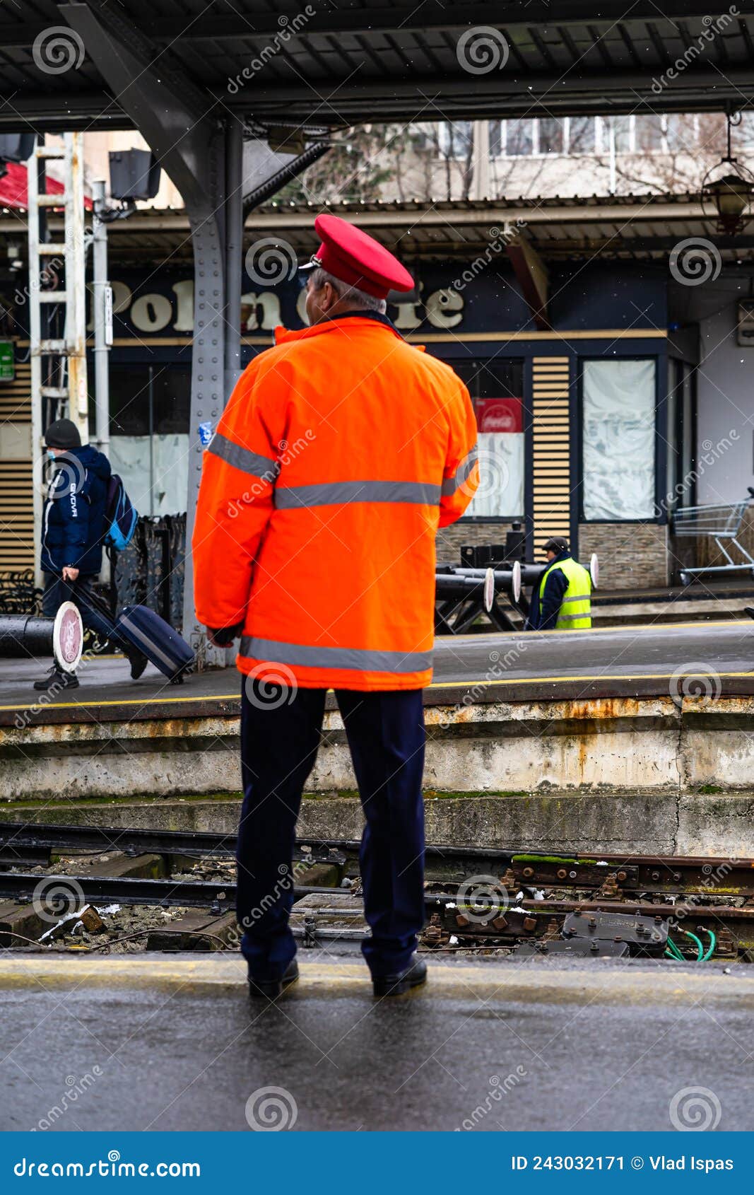 Train Crew Man Doing Checkings on the Platform at the Bucharest North ...