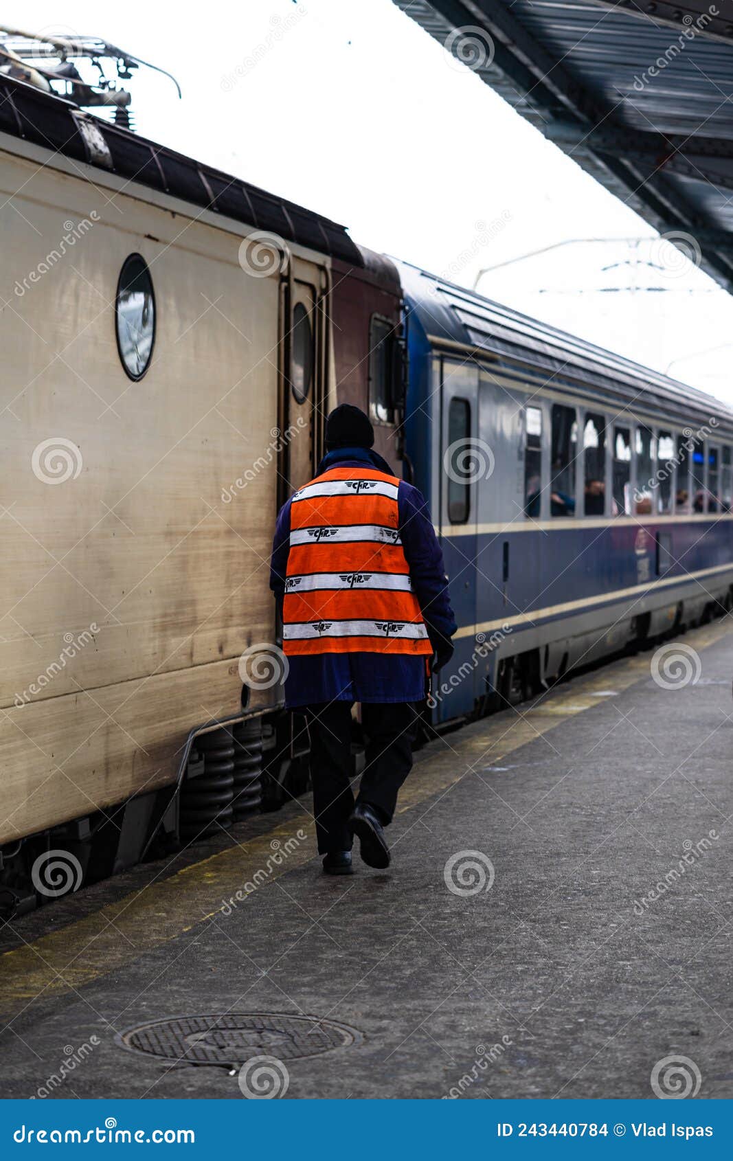 Train Crew Man Doing Checkings on the Platform at the Bucharest North ...