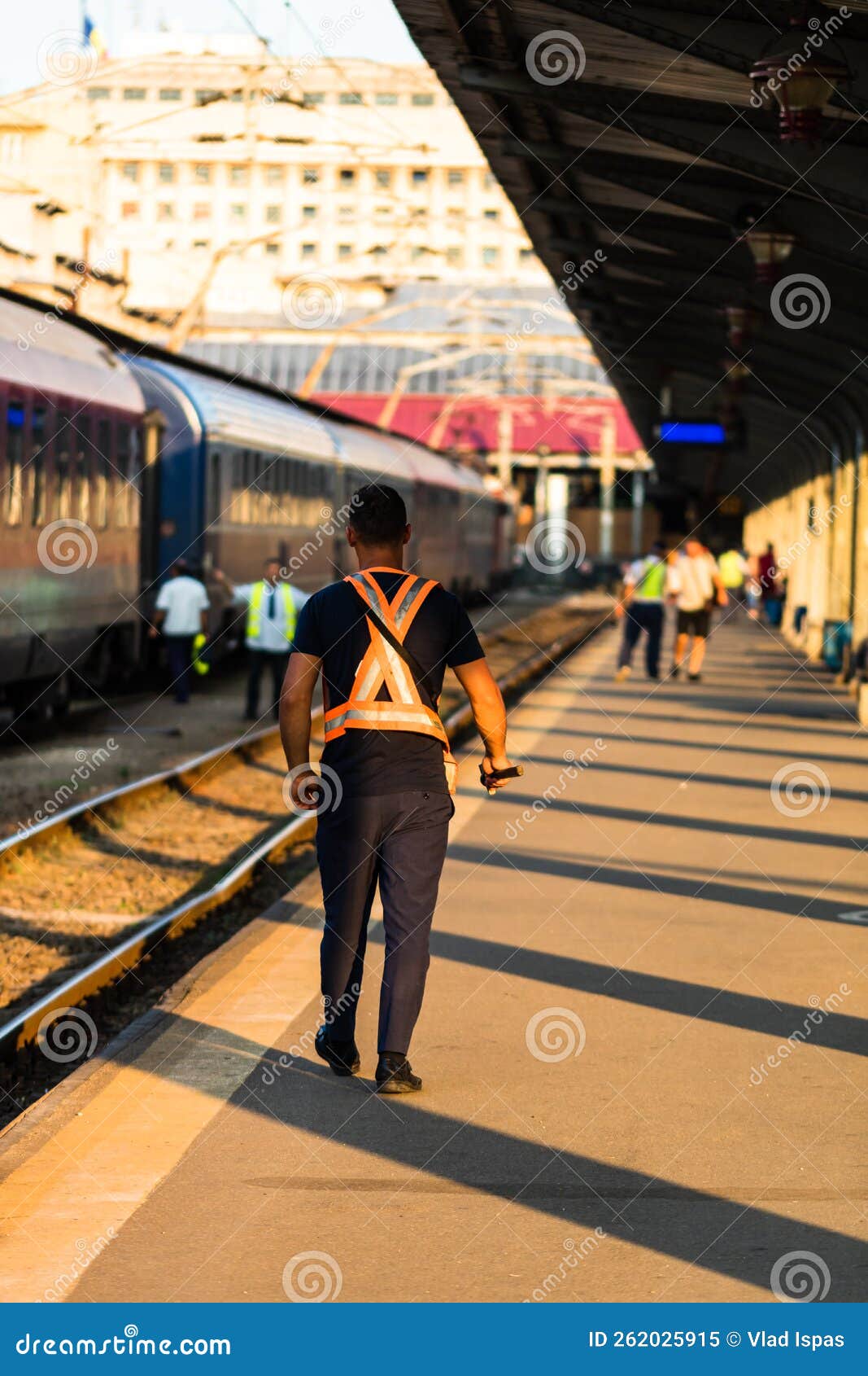 Train Crew Man Doing Checkings on the Platform at the Bucharest North ...