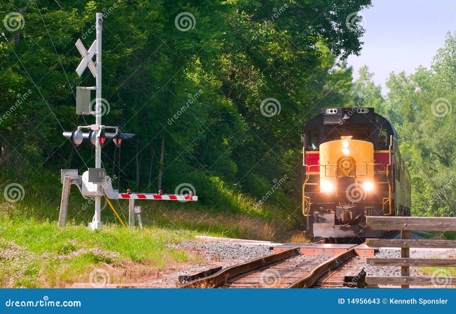 Train at crossing stock image. Image of roadbed, blinker - 14956643