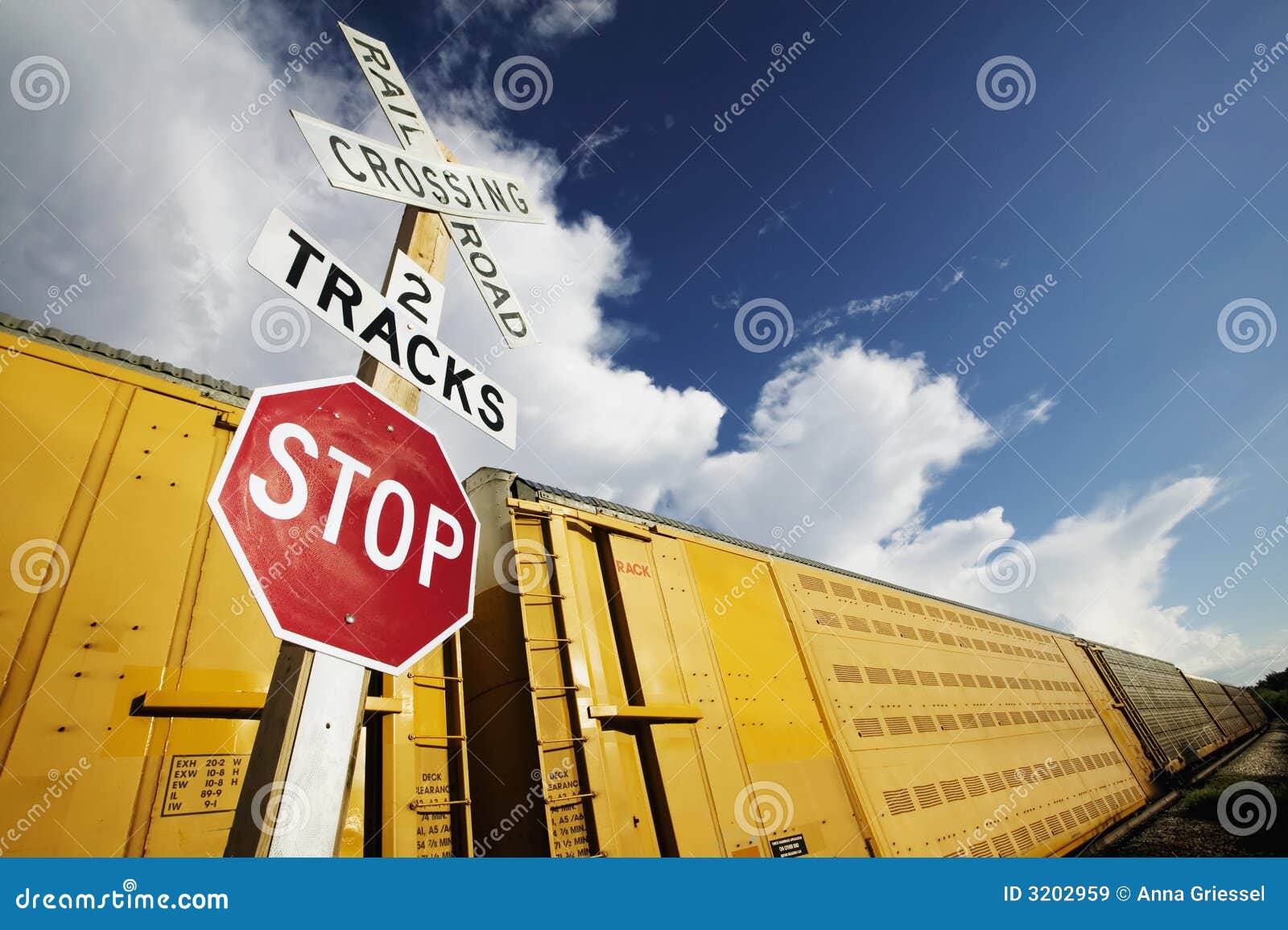 Train at Crossing stock image. Image of railroad, cloudy - 3202959