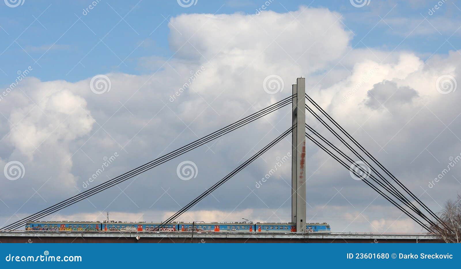 Train crossing the bridge stock photo. Image of speed - 23601680