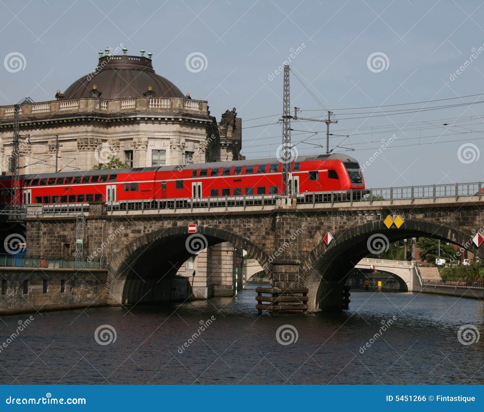 Train Crossing Bridge in Berlin Stock Photo - Image of transit ...