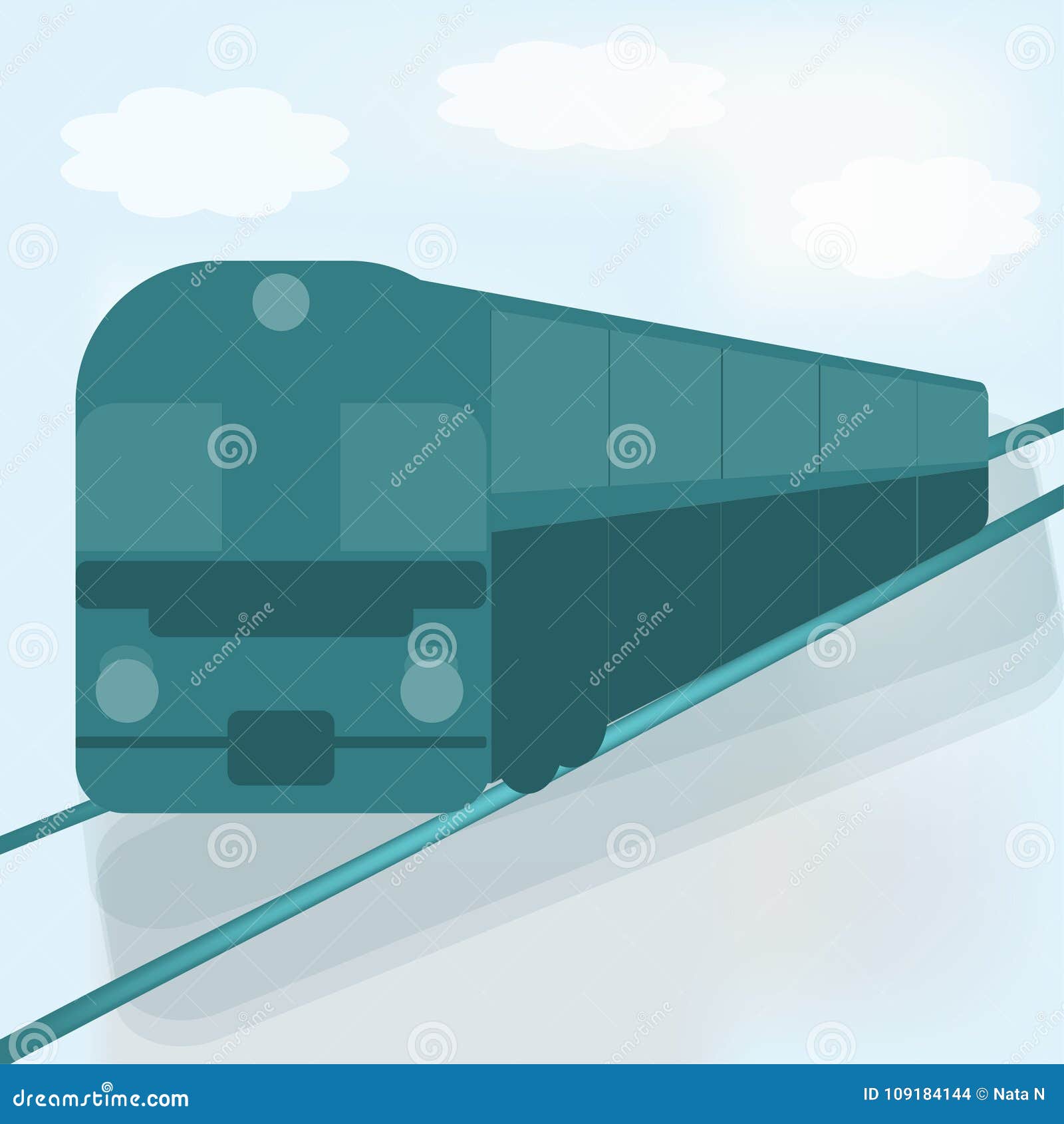 A Train Dark Blue Color at the Railway Station Stock Vector ...