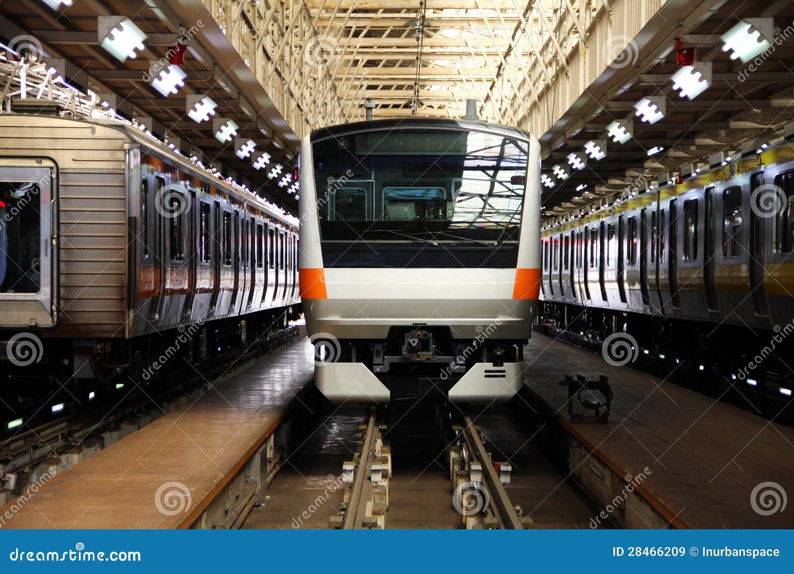 Train in Depot, Mass Trainsit in Japan. Stock Image - Image of ...
