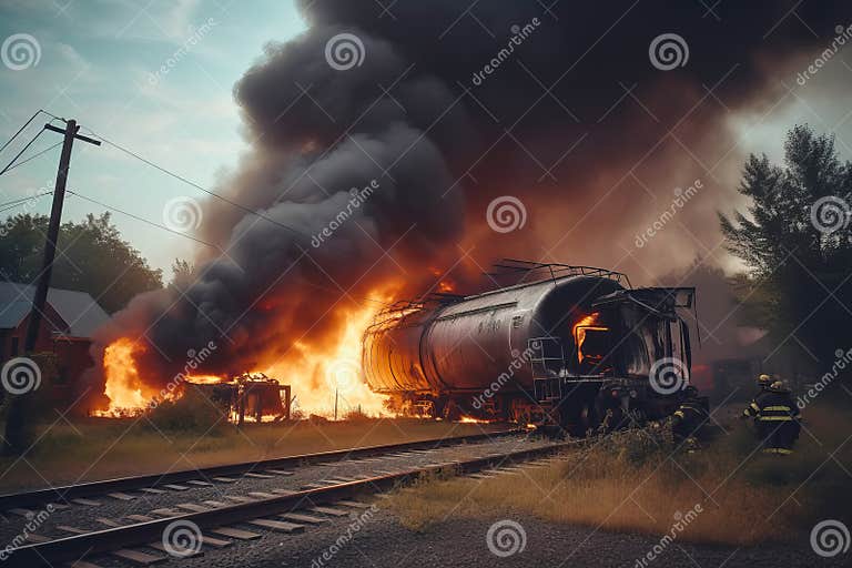 Train Derailed Exploding with Fire and Smoke. Generative AI ...