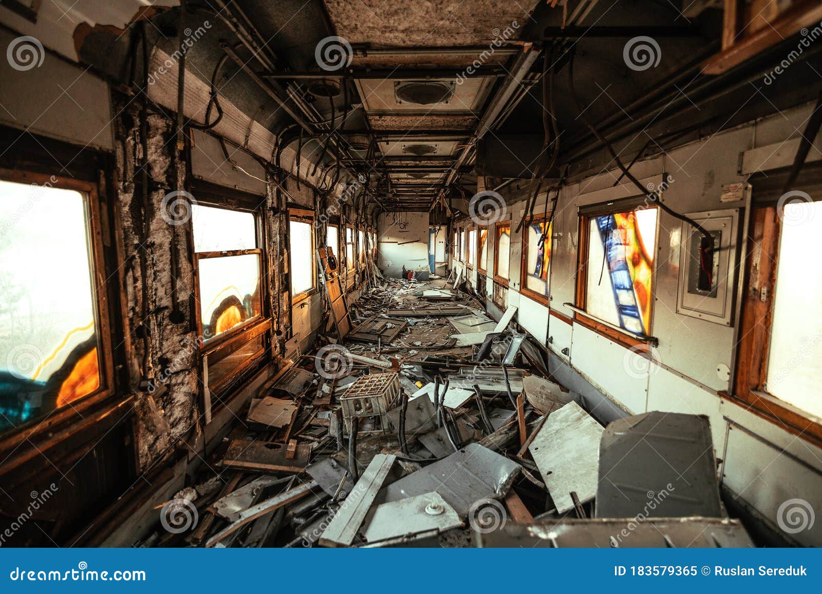 The Train after the Destruction. Disaster. General Frame of Train ...