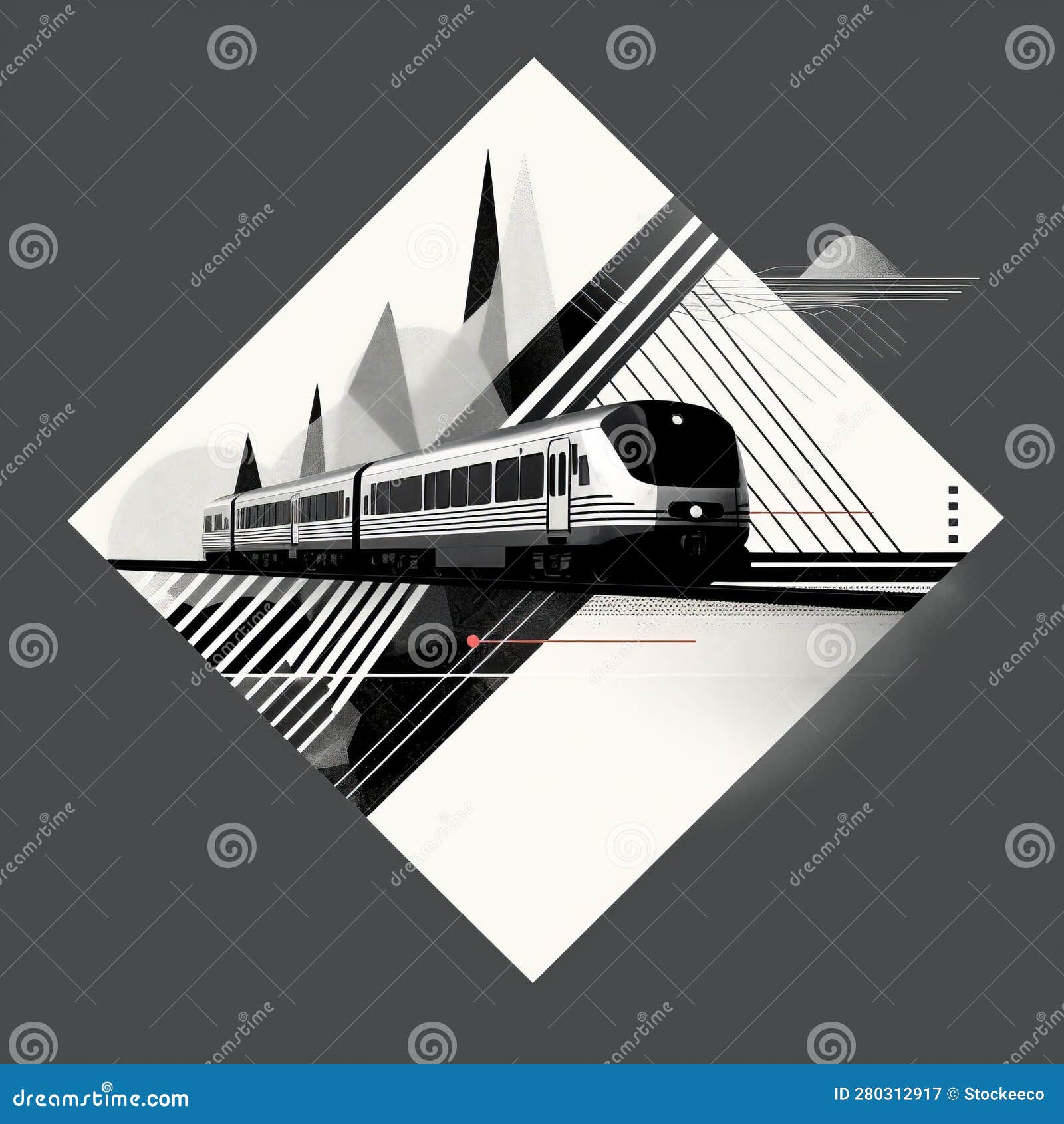 Geometric Landscape Train: Graphic Design Elements in Light Gray and ...