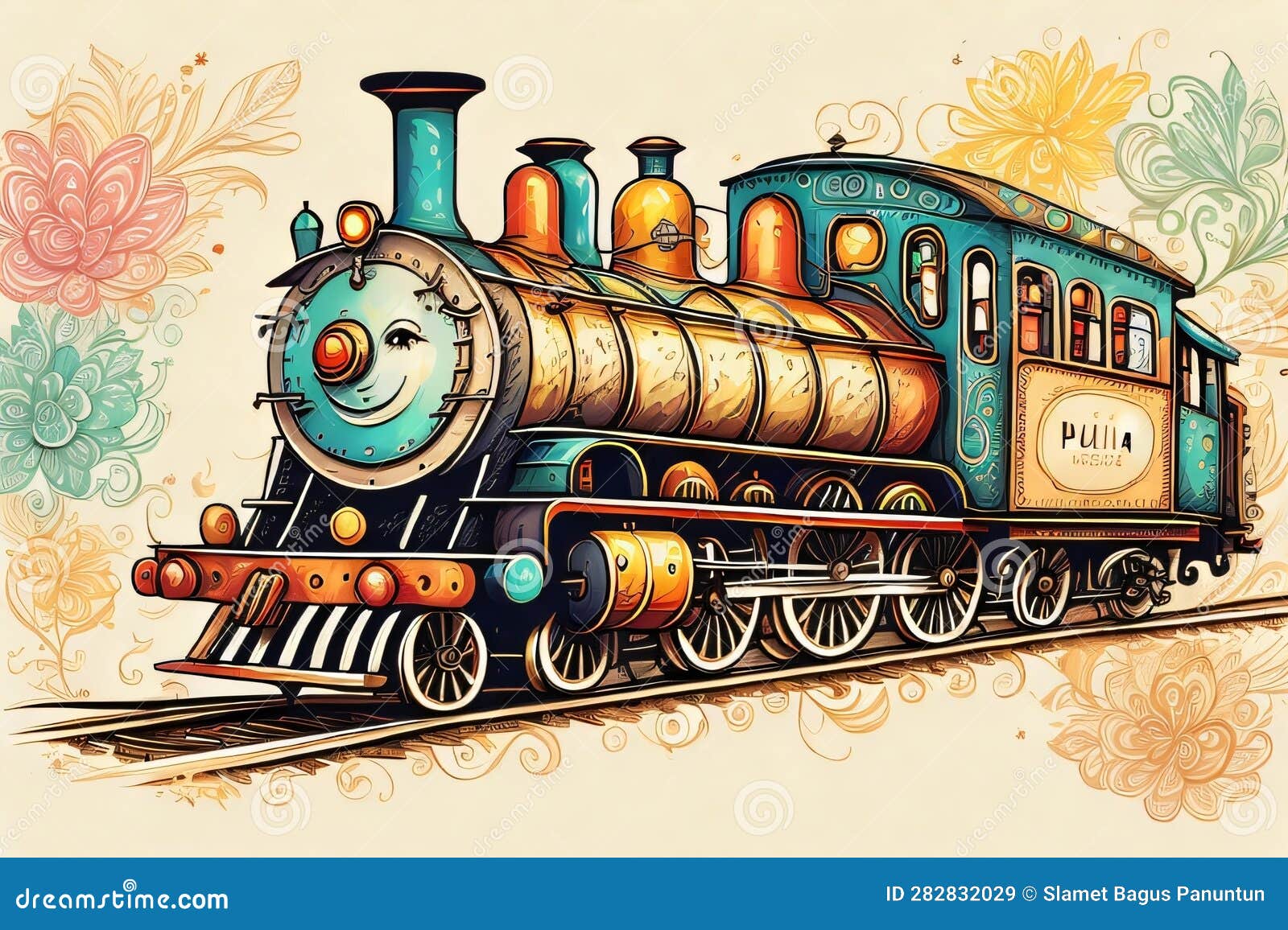 Train Doodle in Impressionist Style Stock Illustration - Illustration ...