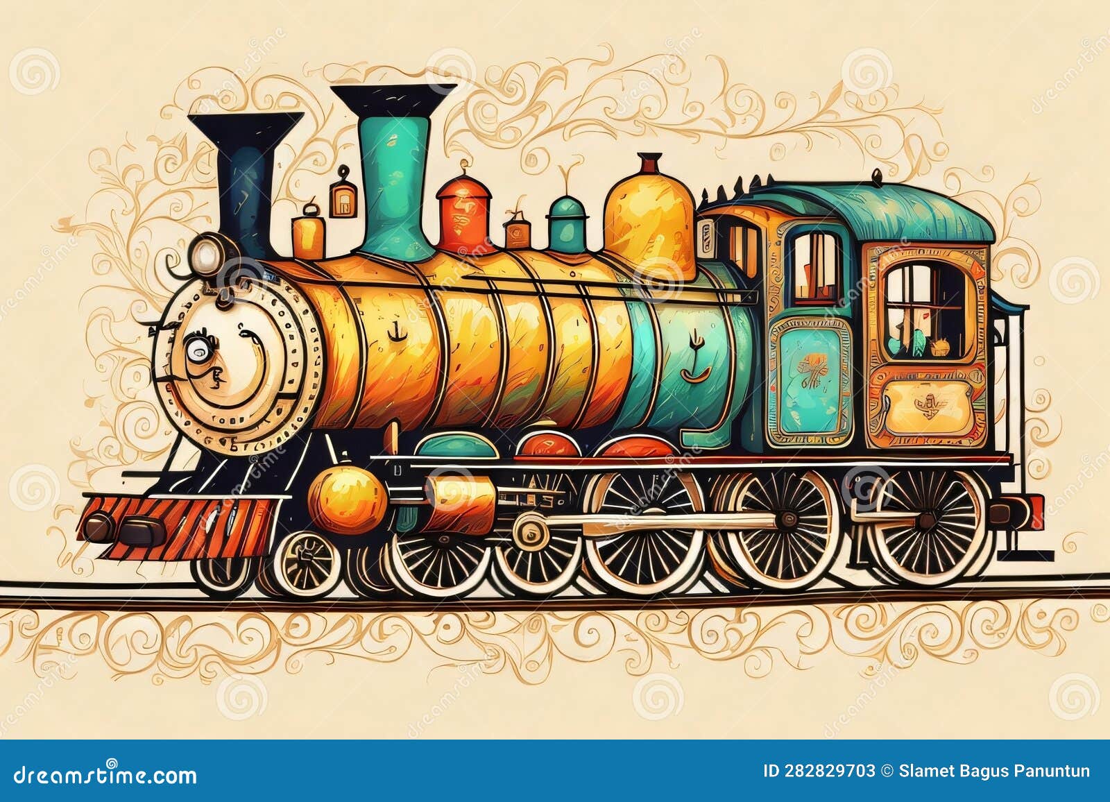 Train Doodle in Impressionist Style Stock Illustration - Illustration ...