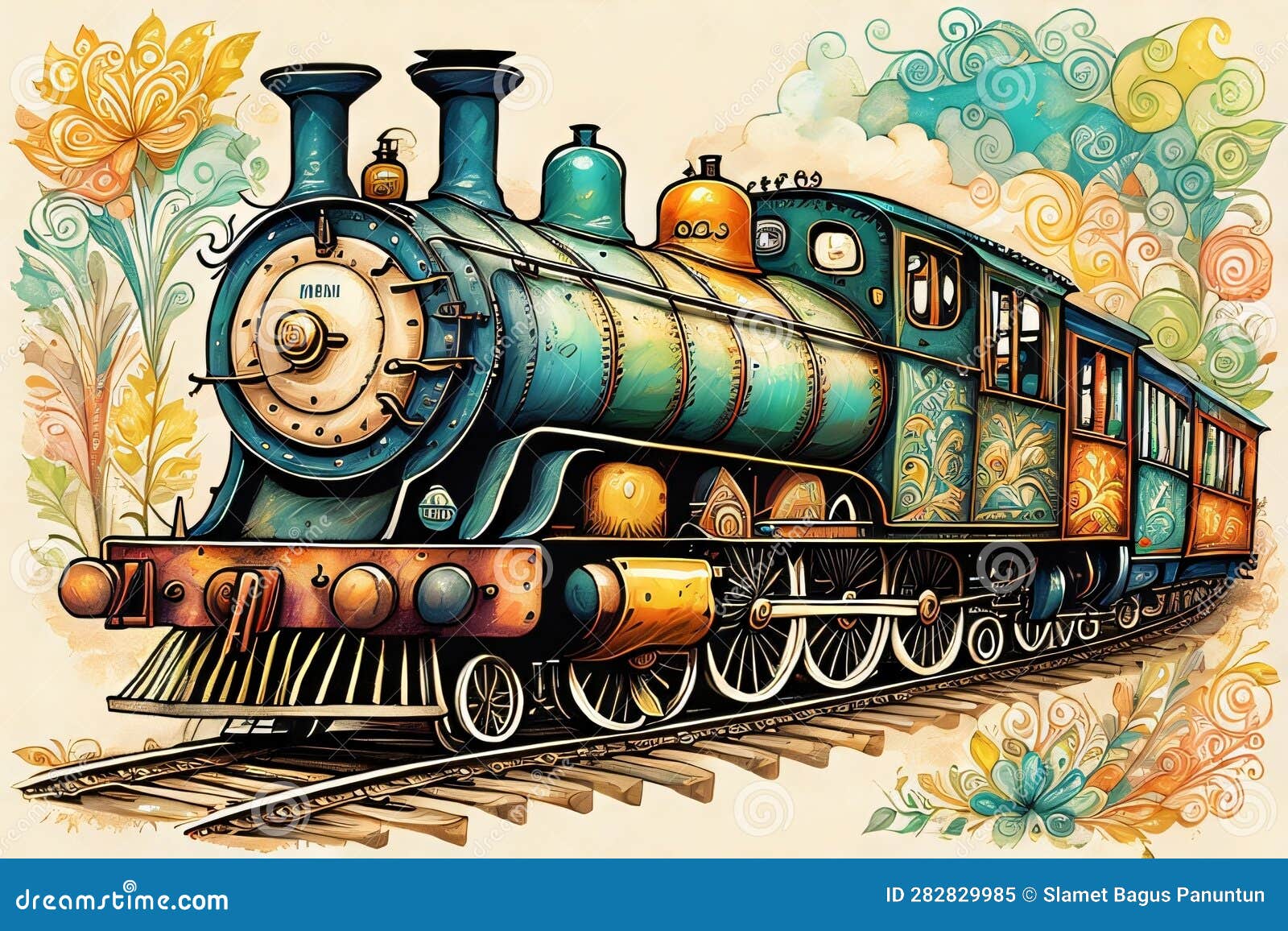 Train Doodle Art Sticker Vector Illustration Isolated Background ...