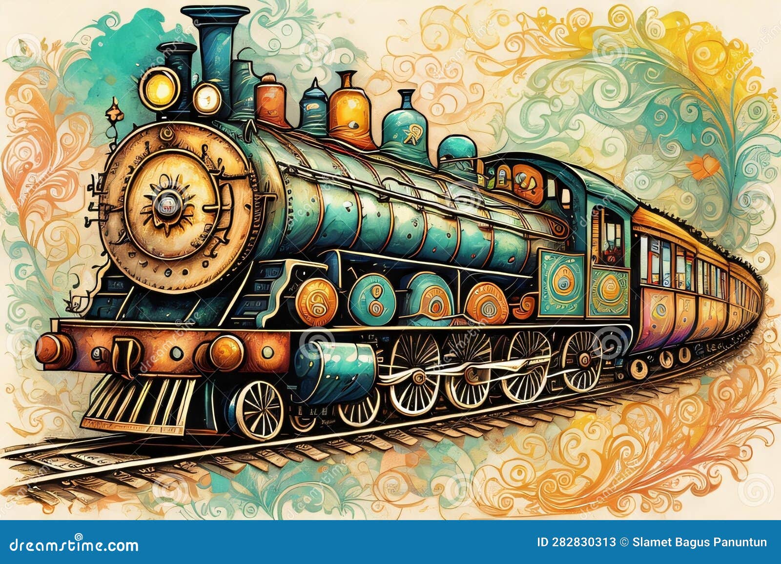 Train Doodle Art Sticker Vector Illustration Isolated Background ...
