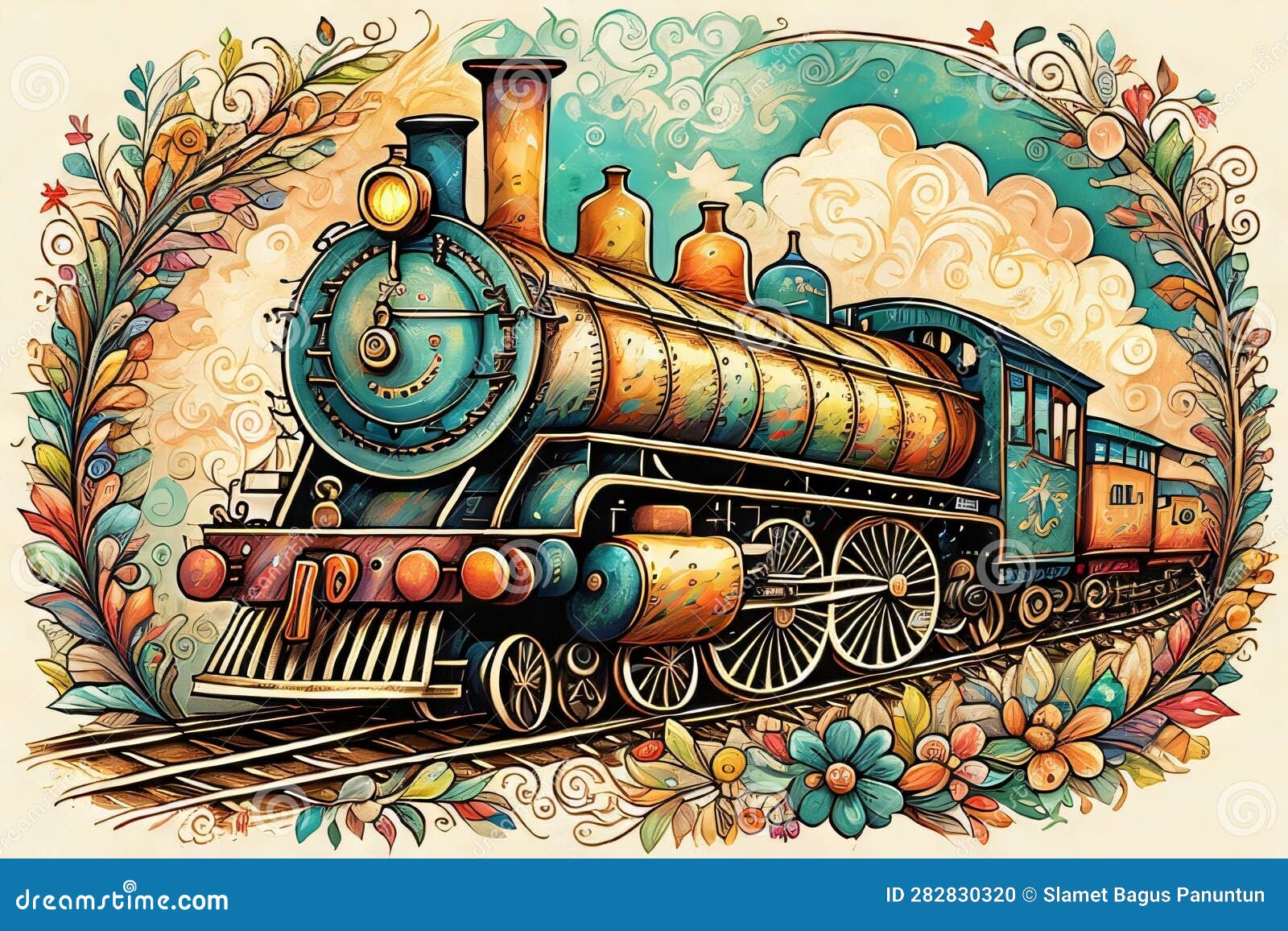 Train Doodle in Impressionist Style Stock Illustration - Illustration ...