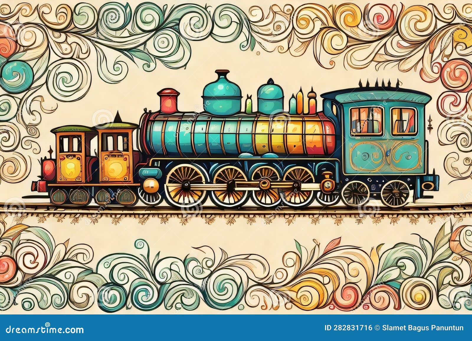 Train Doodle Stickers Cartoon Vector | CartoonDealer.com #58120715
