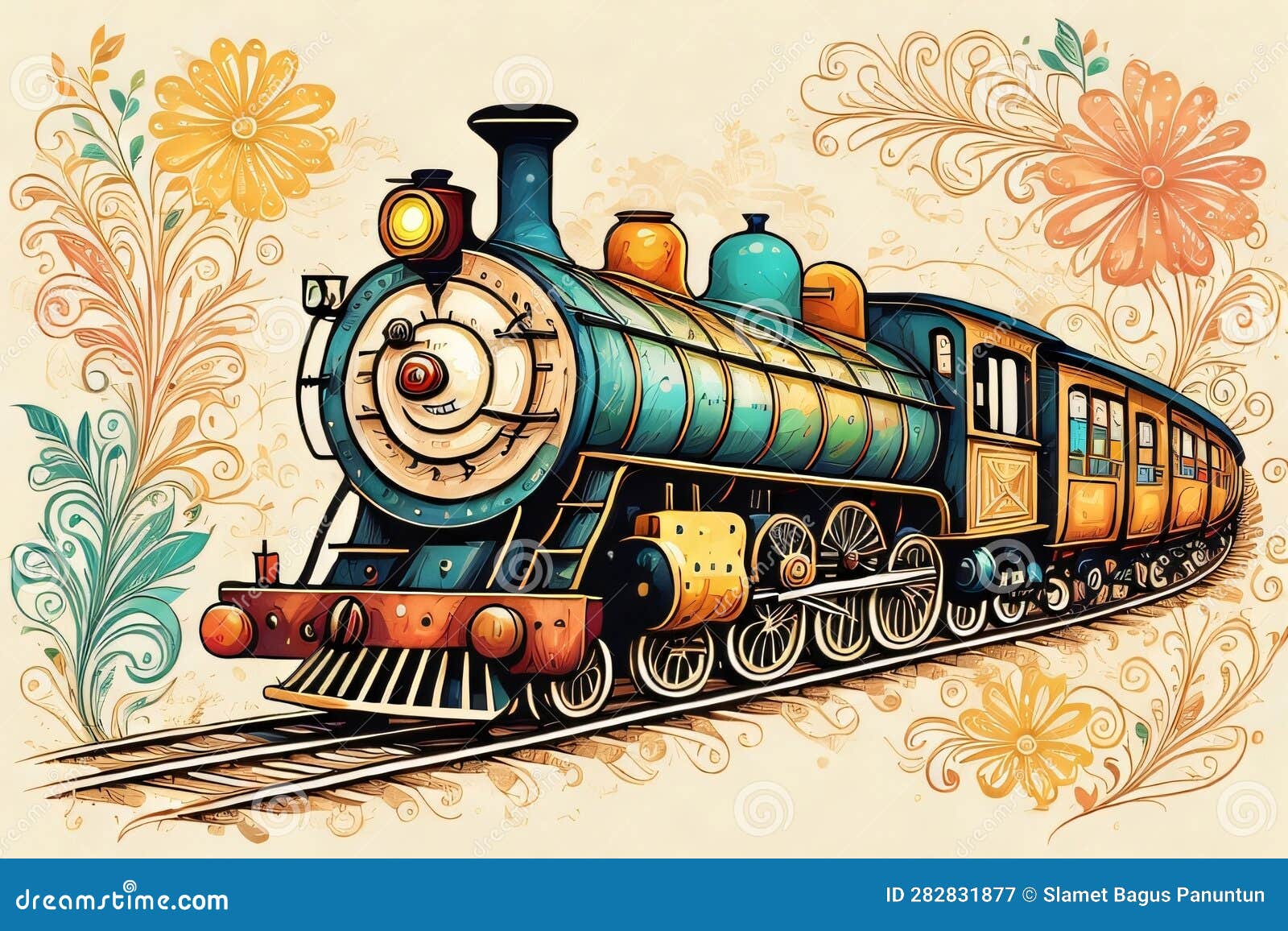 Train Doodle in Impressionist Style Stock Illustration - Illustration ...