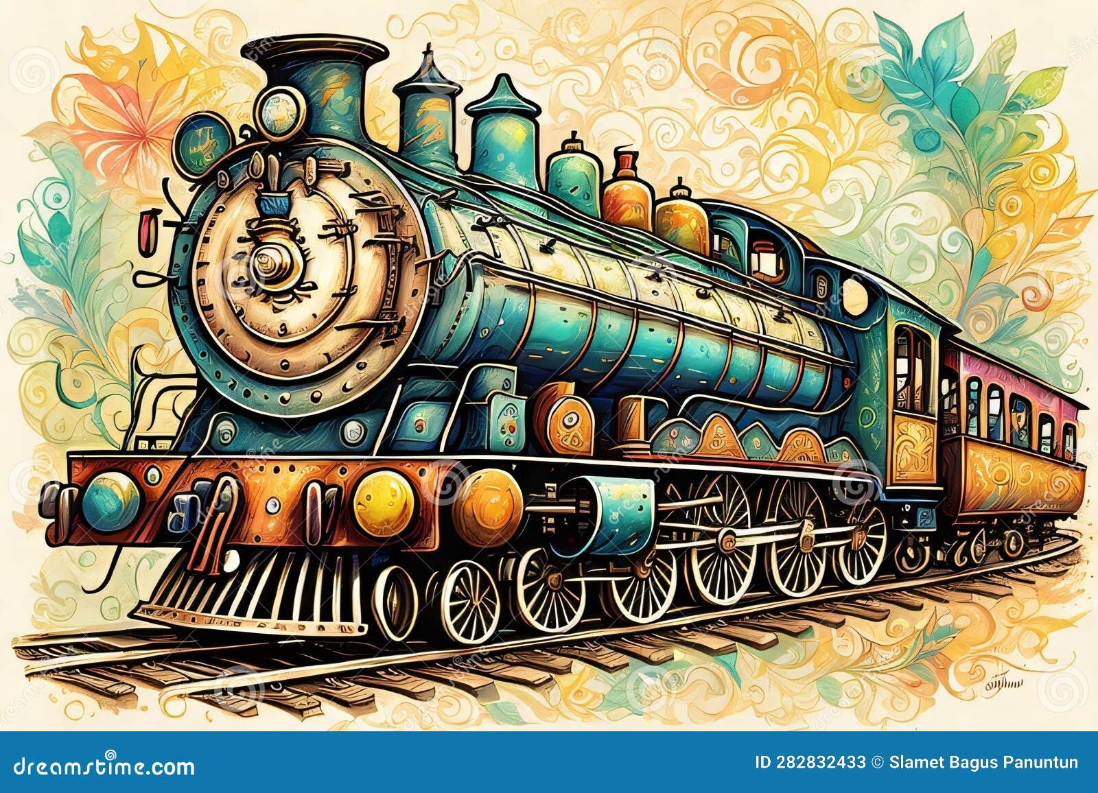 Train Doodle in Impressionist Style Stock Illustration - Illustration ...