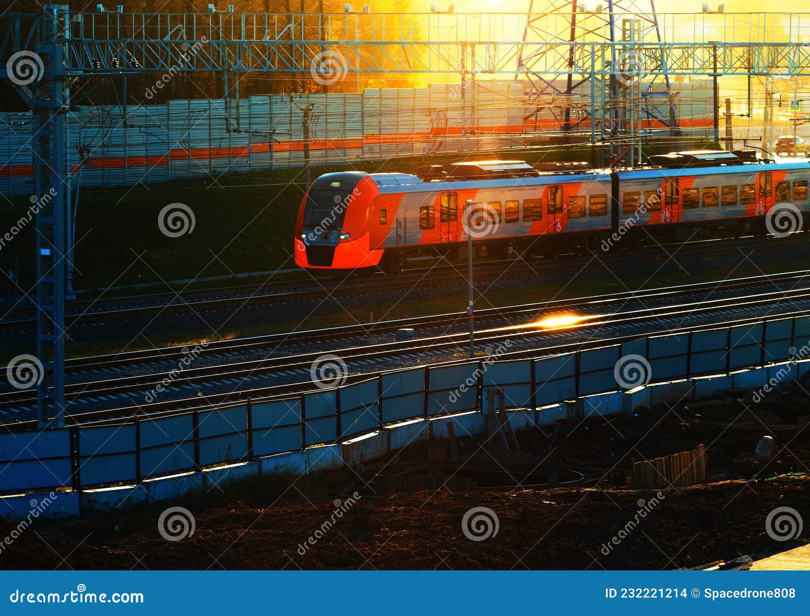 Train during Dramatic Sunset Background Stock Photo - Image of element ...