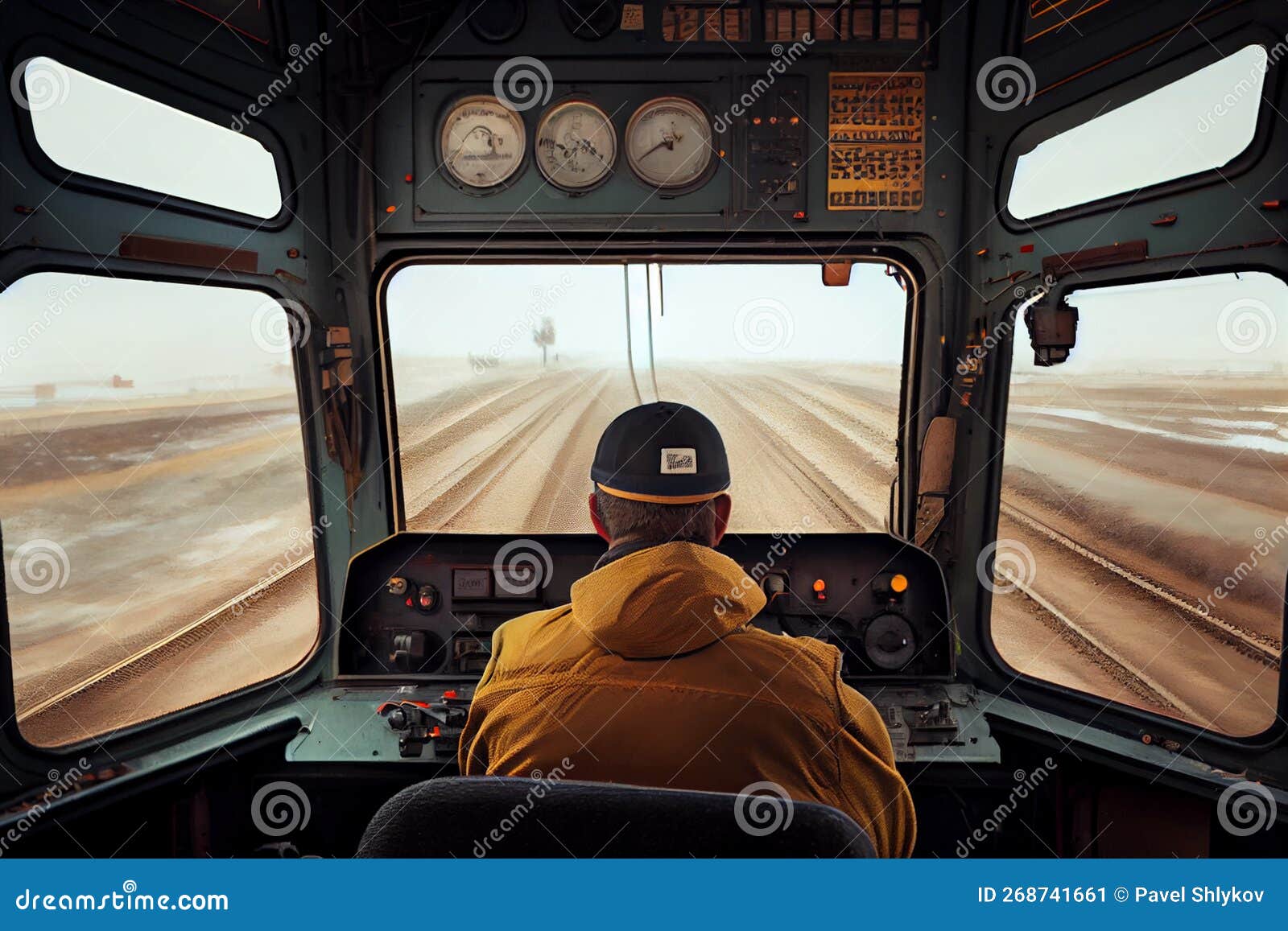 Train Driver in the Cab of a Moving Train Stock Image - Image of hand ...