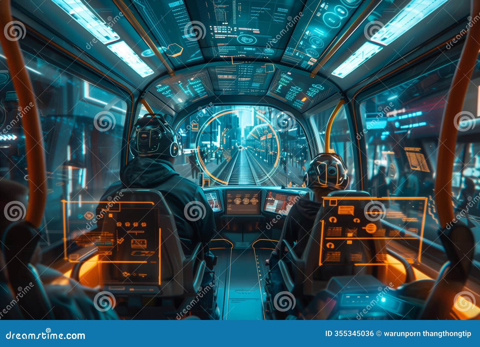 Train Driver Operating Metro System Surrounded by Illuminated Control ...