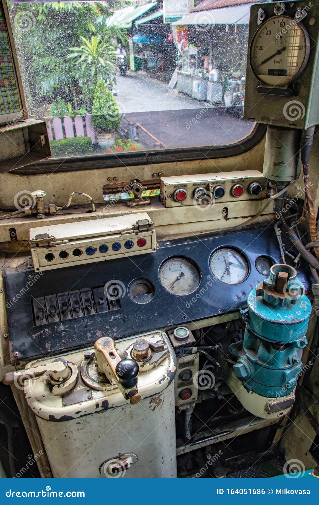 The Train Driver`s Cab in the Old Train Stock Photo - Image of asian ...