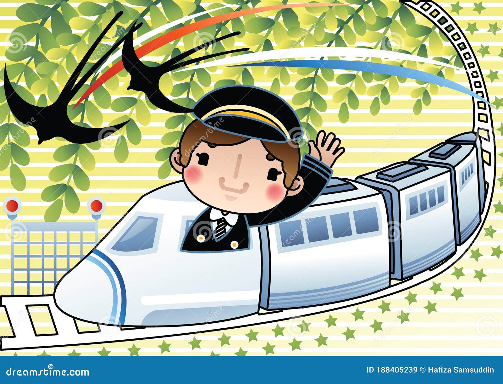 Train with Driver. Vector Illustration Decorative Design Stock Vector ...