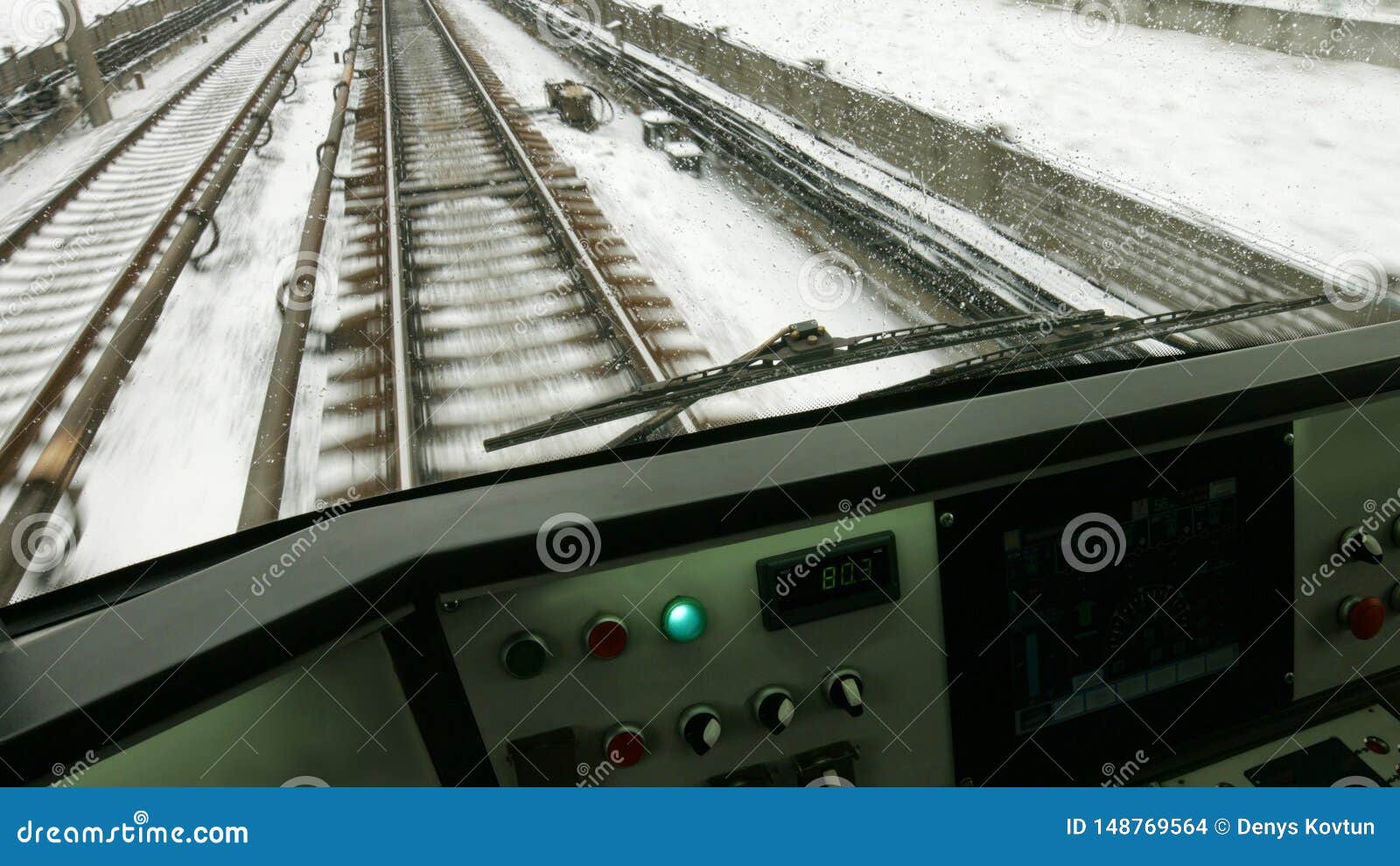 Train drivers view. stock photo. Image of interior, railroad - 148769564