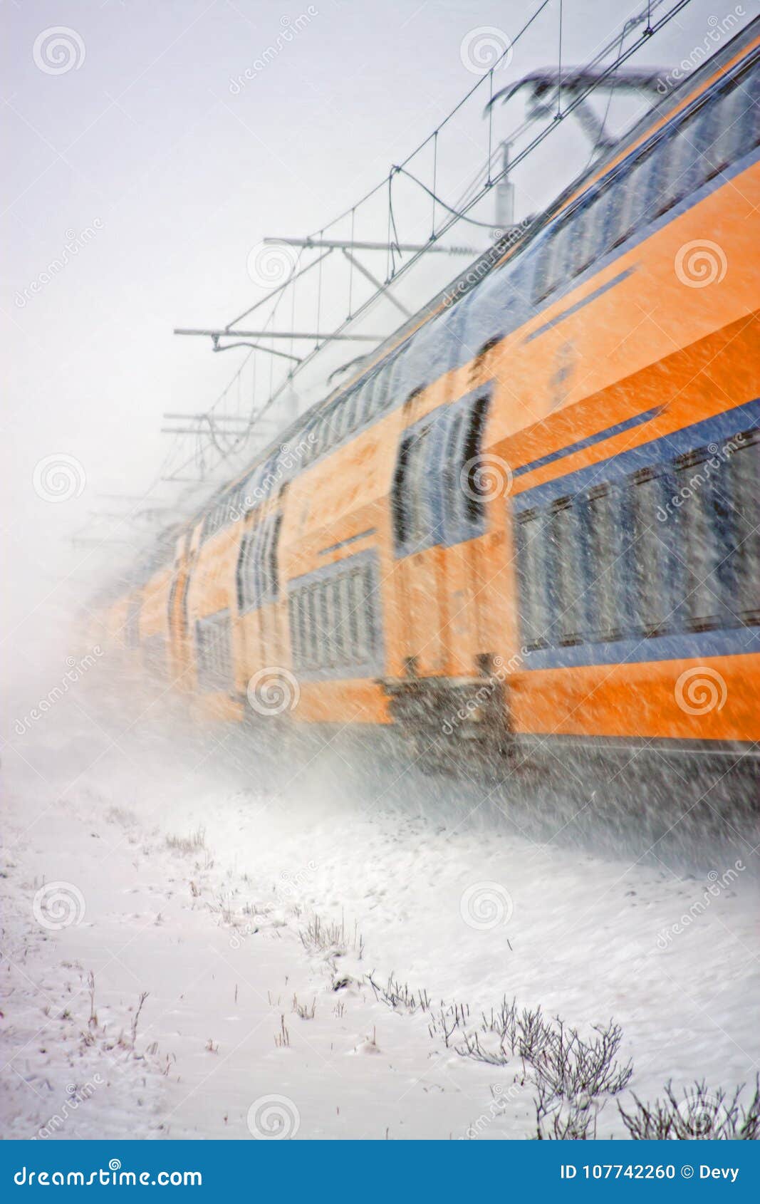Train Driving in a Snow Storm in the Netherlands Stock Photo - Image of ...