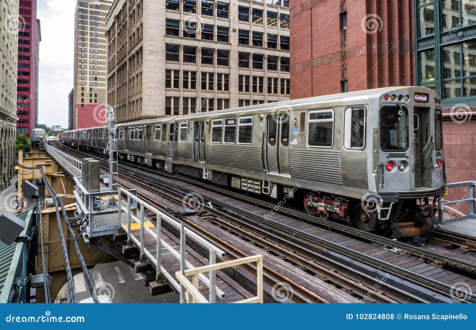 Train on Elevated Tracks within Buildings at the Loop, Chicago City ...
